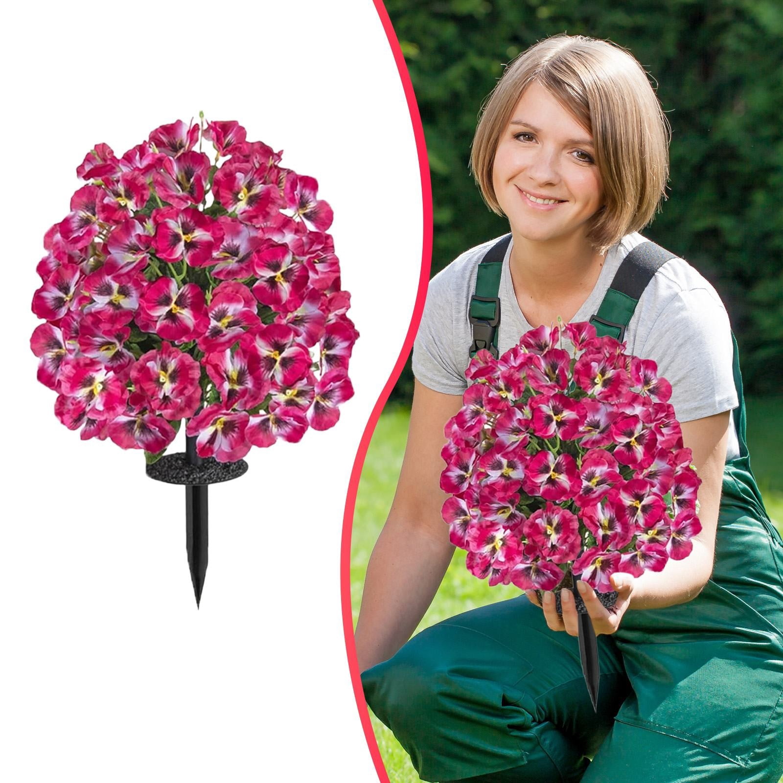 Artificial Plant with Ground Insert for Garden Yard or Patio, Colorful ...