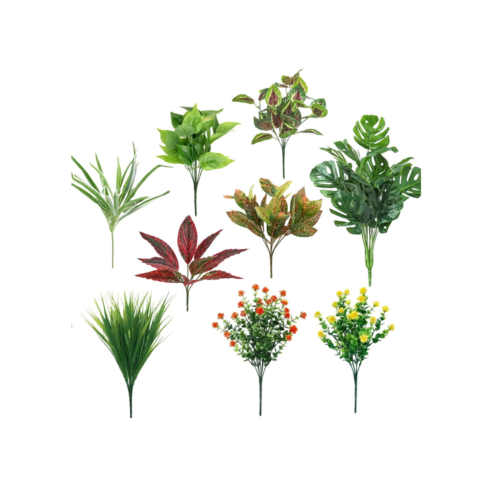 Artificial Plant Set — 9 Stylish Faux Greenery for Indoor & Outdoor ...