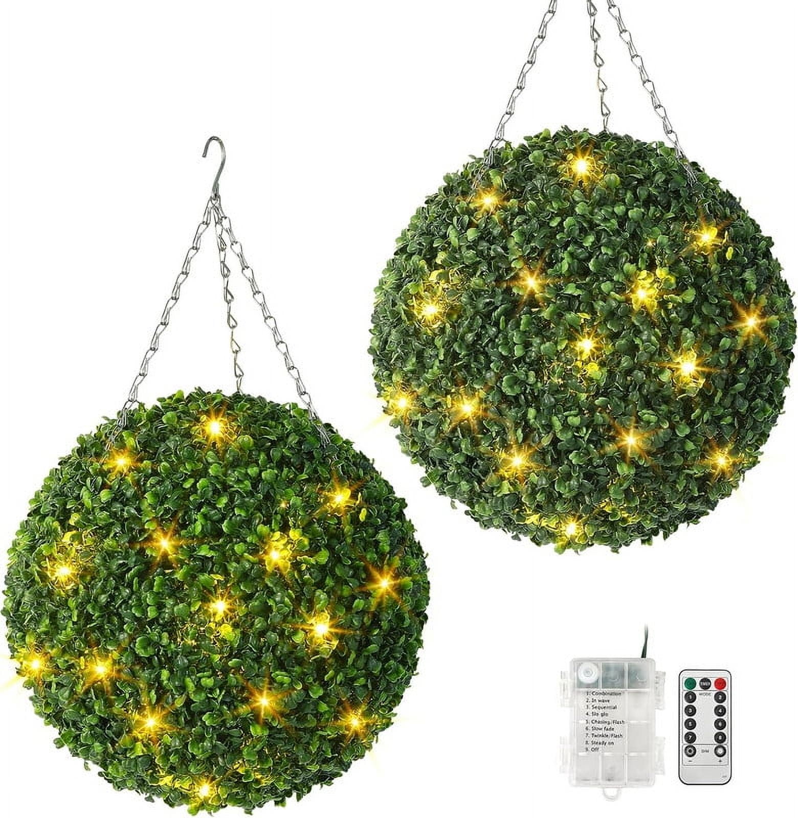 Artificial Plant Topiary Ball, Pre-Lit Artificial Topiary Plant With 8 ...