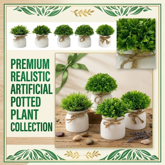 Artificial Plant with Decorative Pot and Rope Accent Realistic Faux ...