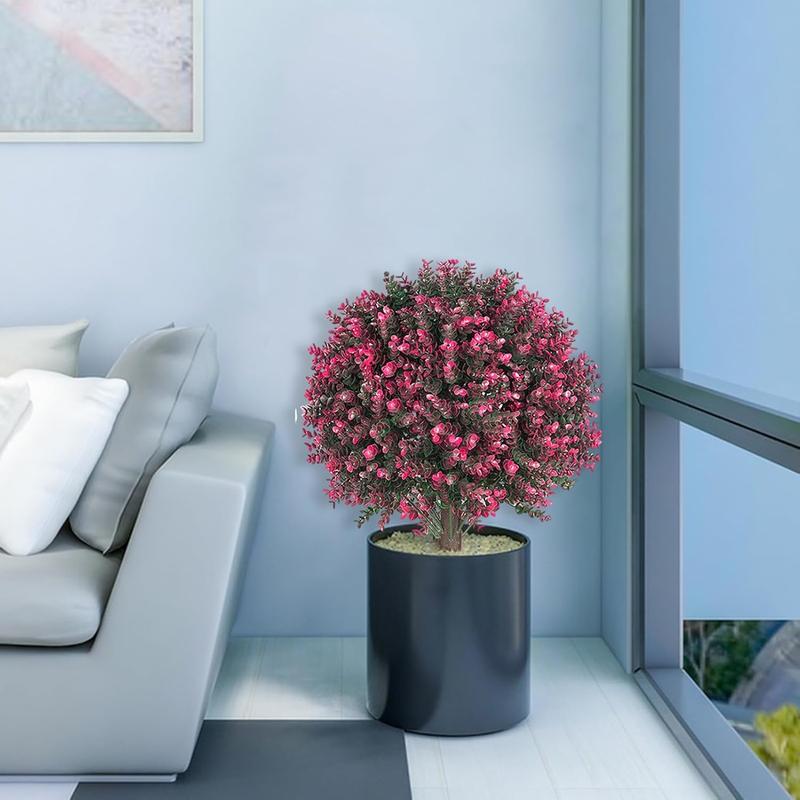 Artificial Plants 22" Outdoor Rose Topiary Ball Bush Faux Greenery ...