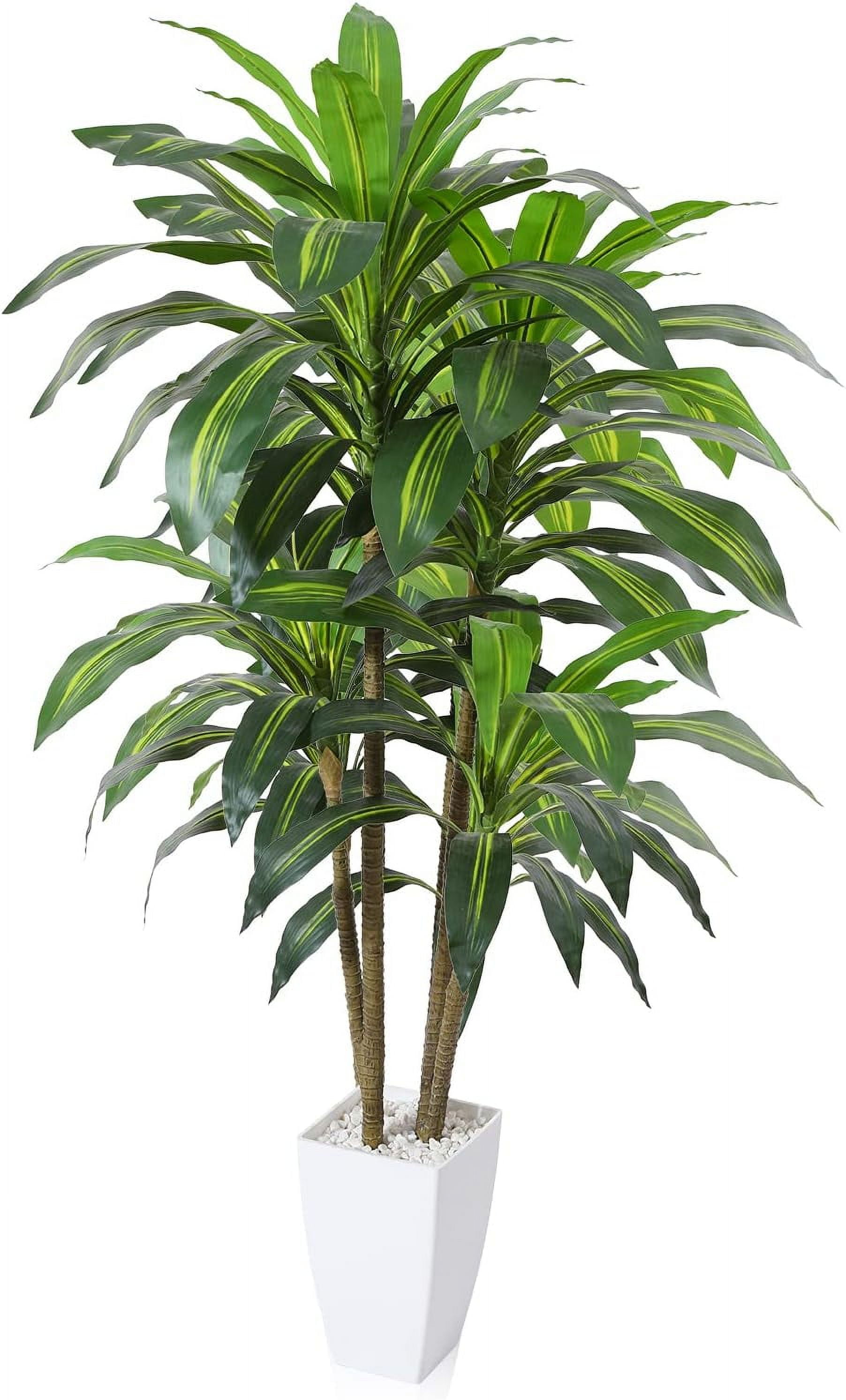 Artificial Plants,4FT Dracaena Tree Faux Plants with White Taper ...