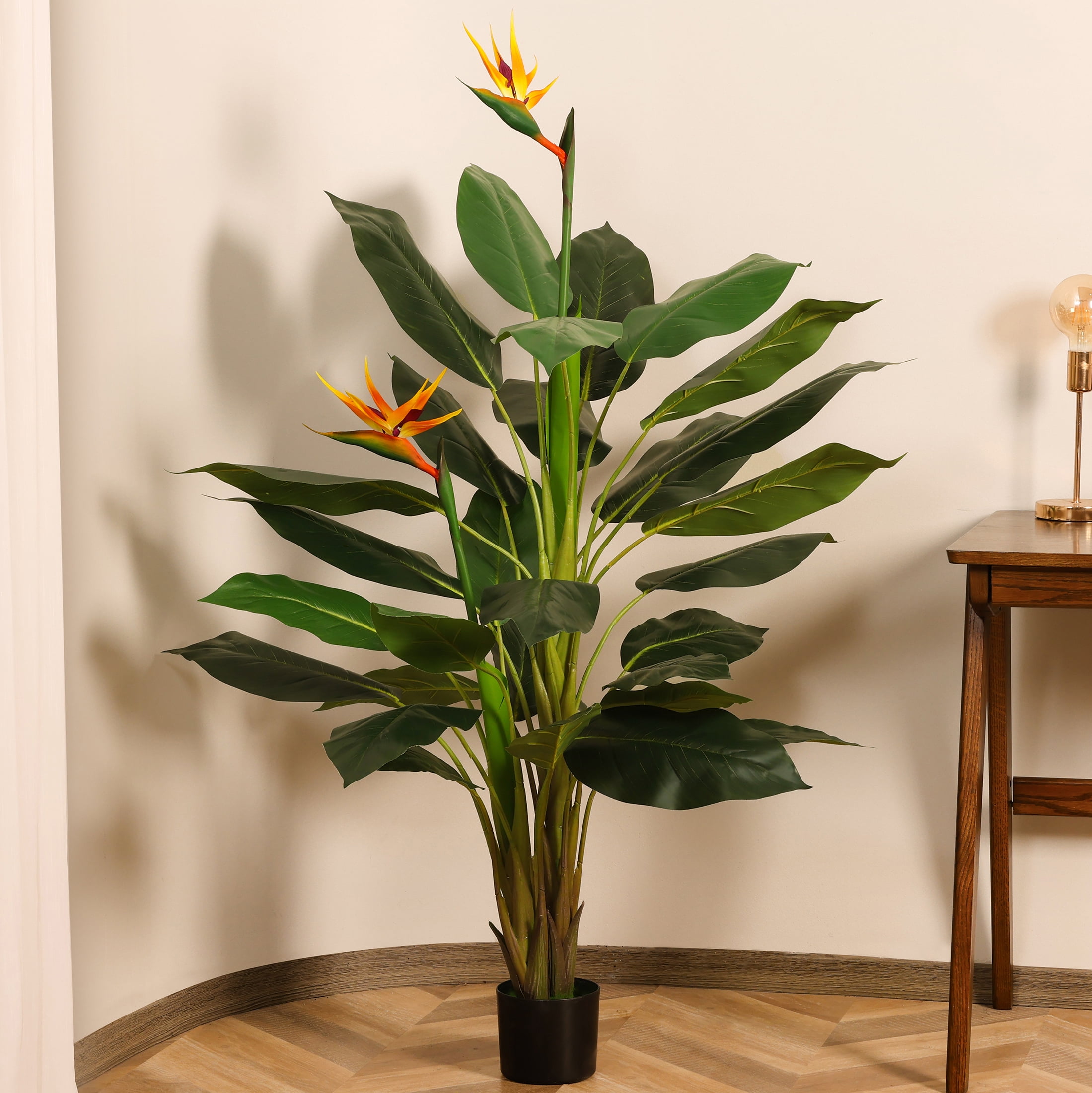 Large 5ft Artificial Bird of Paradise Tree, Pre Potted Faux Greenry for ...