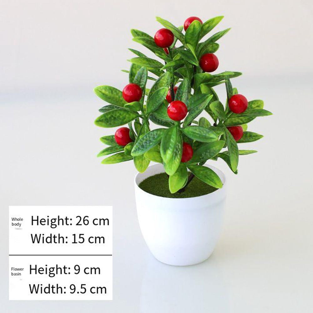 Artificial Plants Bonsai Flowers Fruit Chili Tree Potted Decor Home ...