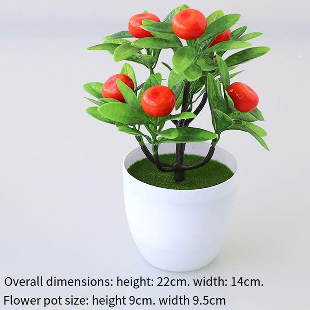 Artificial Plants Bonsai Flowers Fruit Chili Tree Potted Decor Home ...