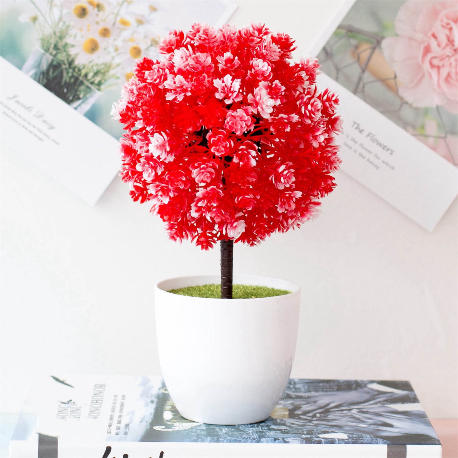 Artificial Plants Bonsai Simulated Tree Potted Plants Fake Flowers ...