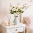Artificial Plants Bouquet White Fabric Flowers 12.6 Inch for Wedding ...
