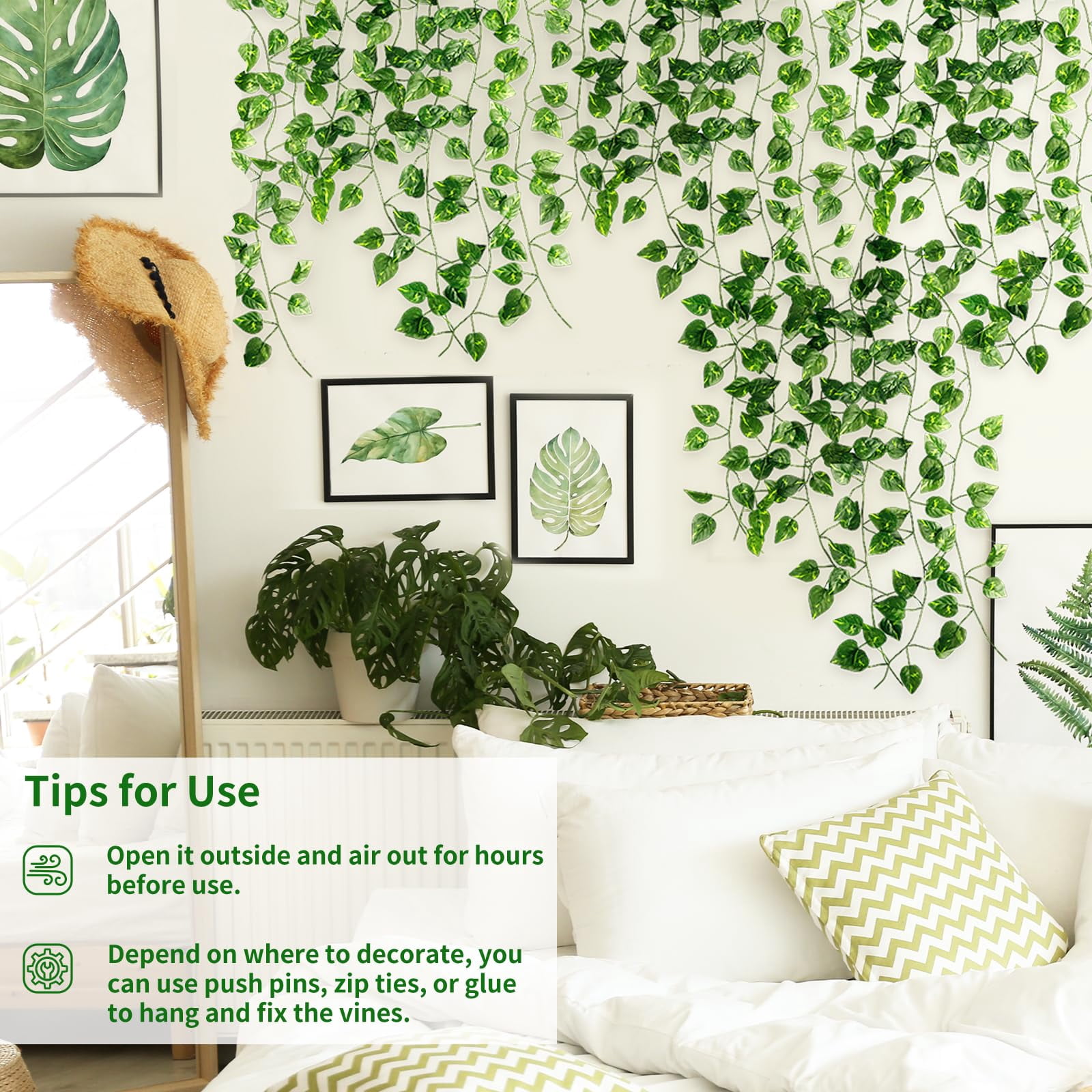 Artificial Plants F-72pcs of Vines With 0 Led Lights, 474ft Hanging ...