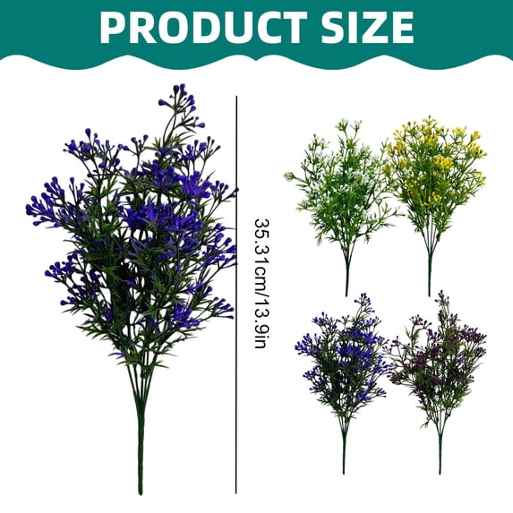 Artificial Plants Faux Pearl Flowers, 4 Bundles Fake Grass Leaves ...