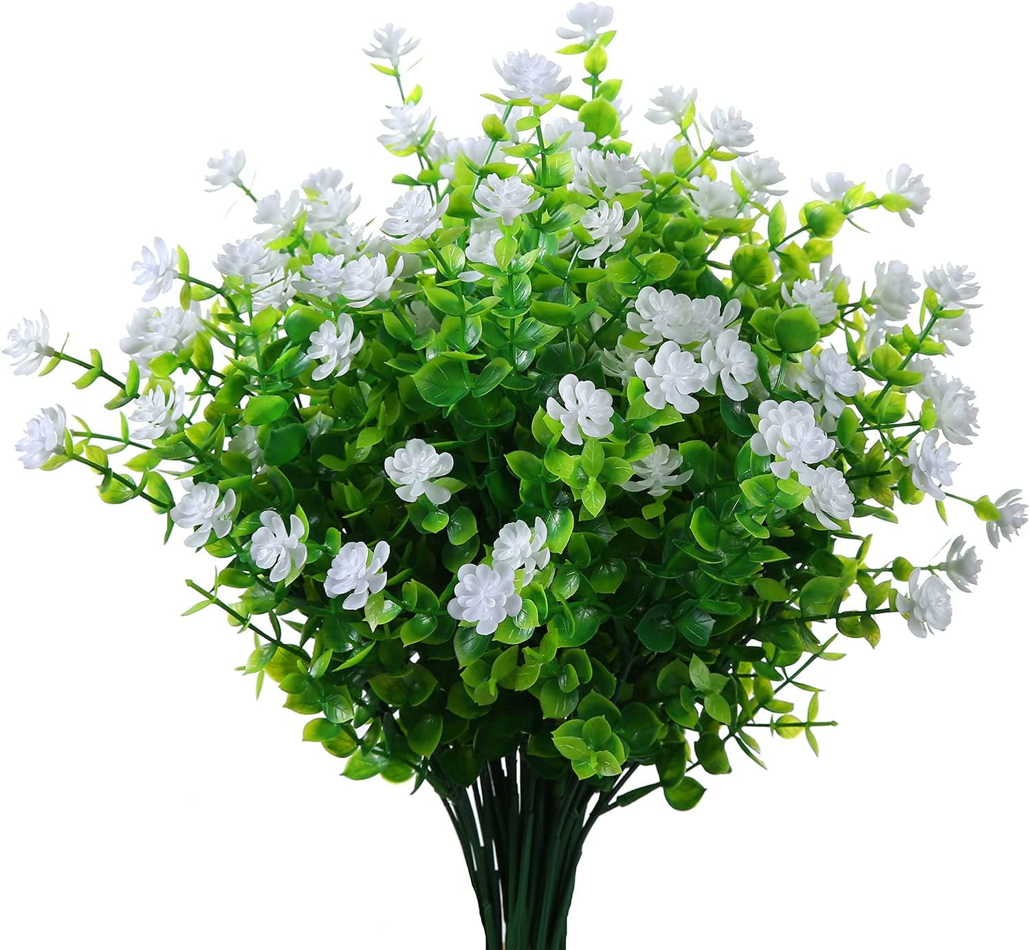 Artificial Plants Flowers Grass Shrubs 8 Pack No Fade Faux Plastic ...