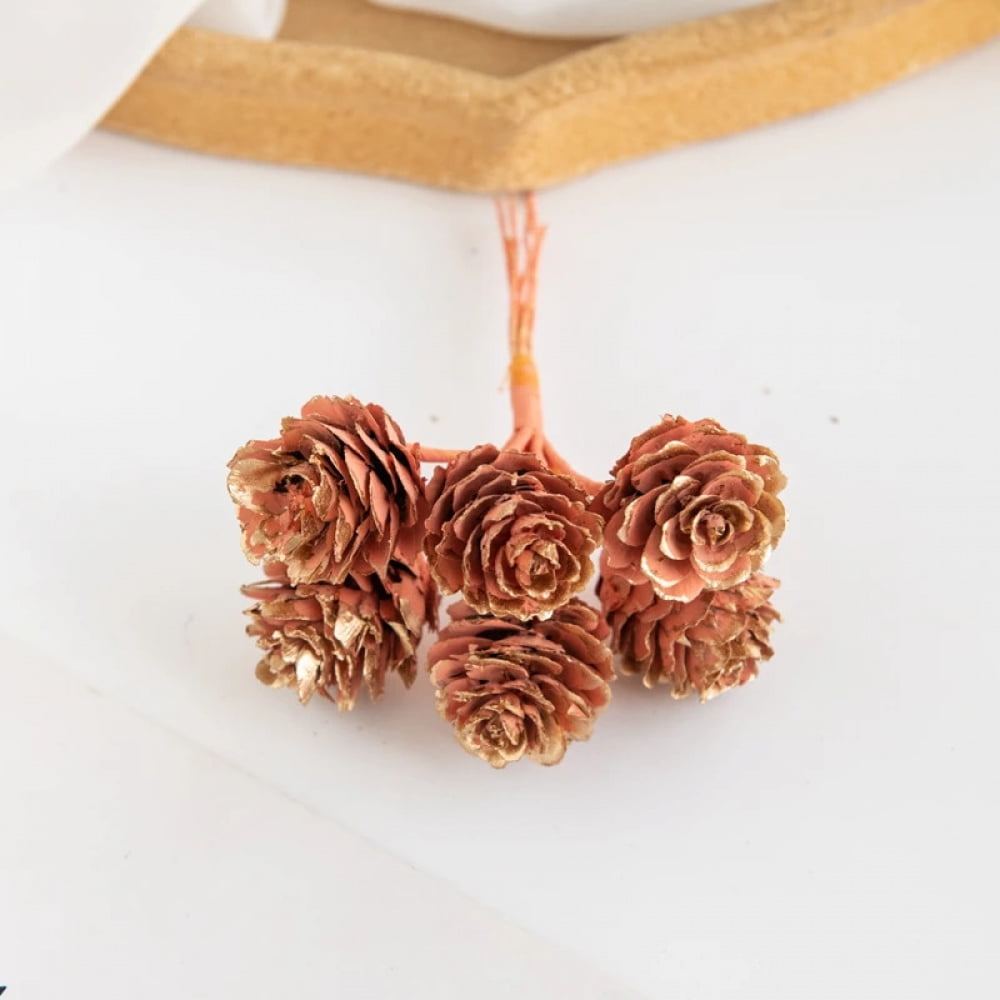 Artificial Plants Golden Fake Pinecone For Christmas Tree Decoration ...