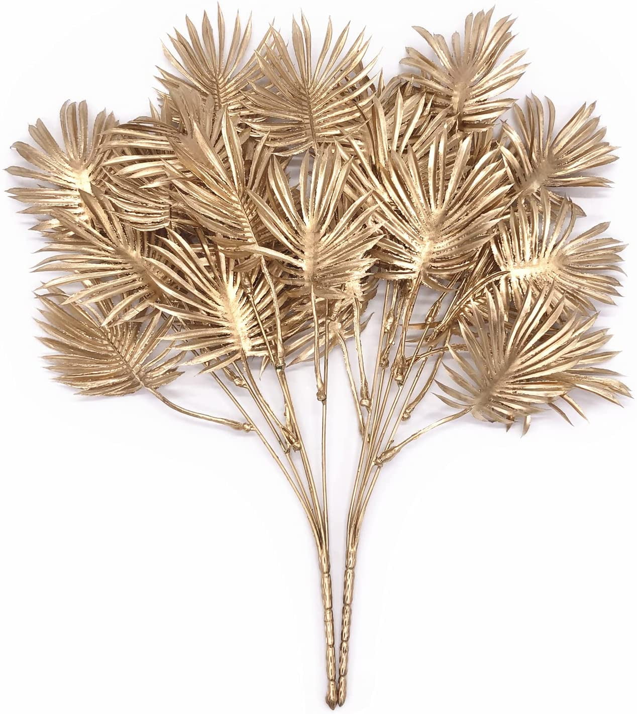 Artificial Plants Golden Leaf, Christmas Plastic Fake Plant Leaves Bush ...