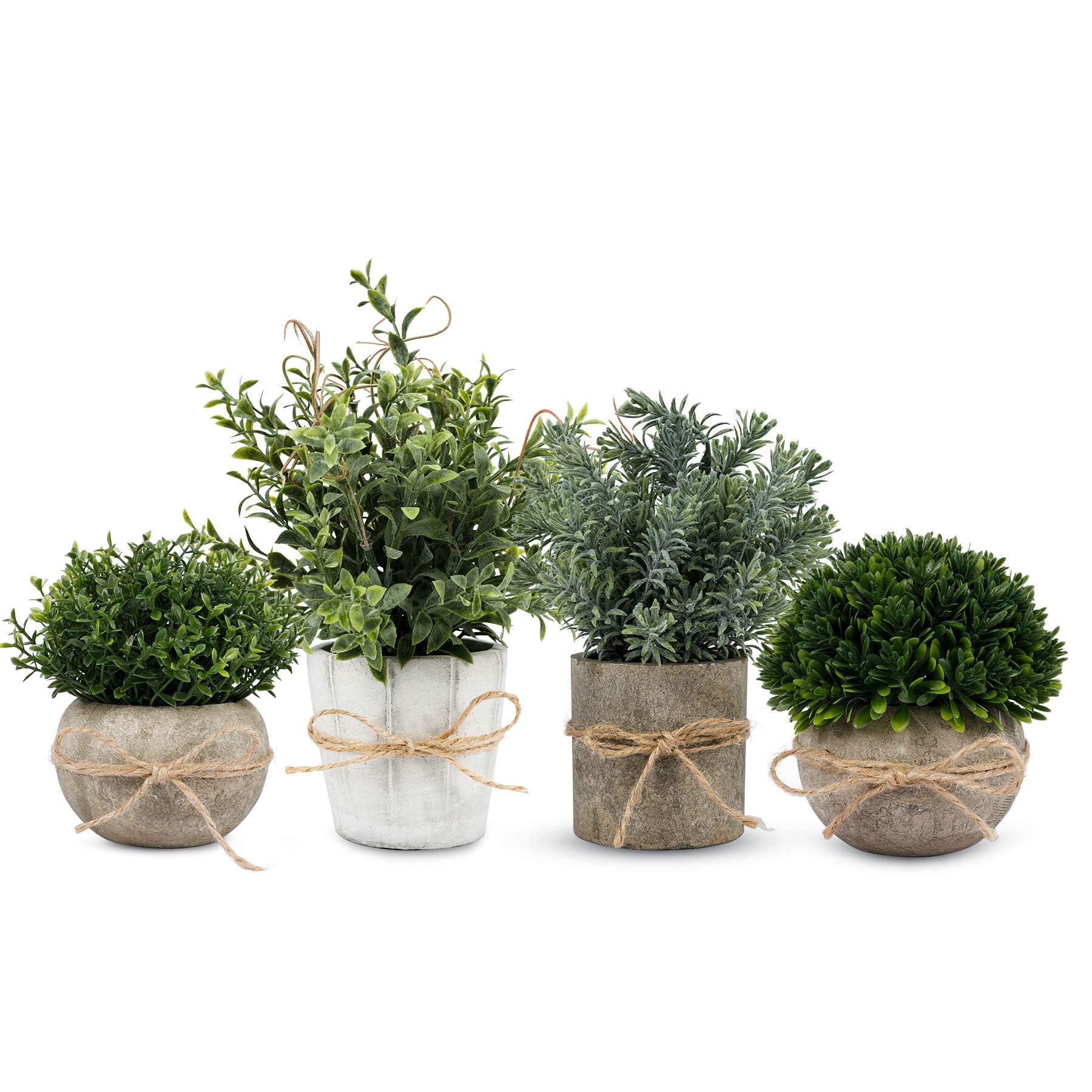 Artificial Plants Green Rosemary II 4 Pack Small Plastic Faux Plants in ...