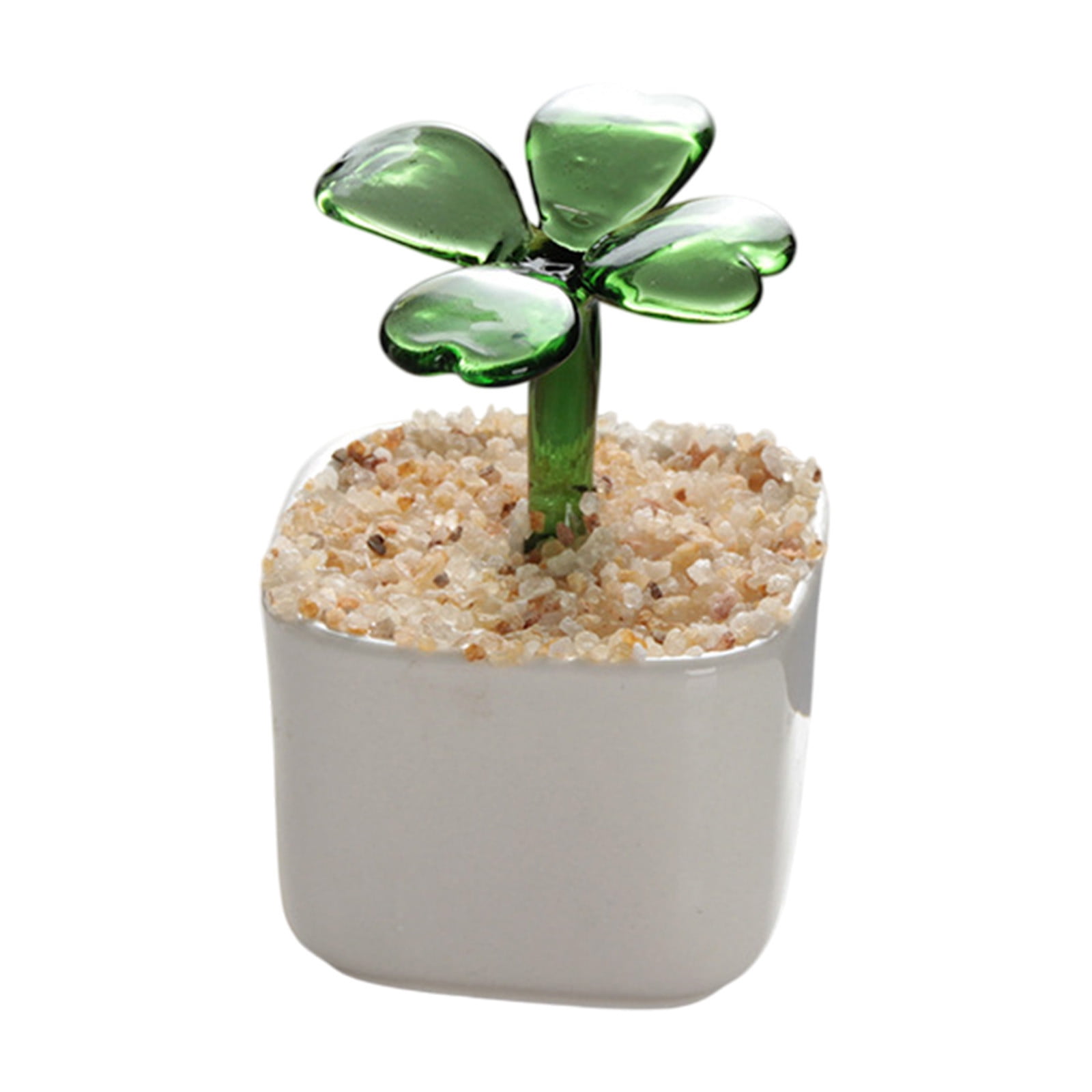 Artificial Plants Indoor Clover Plant Four Leaf with Jar Table ...