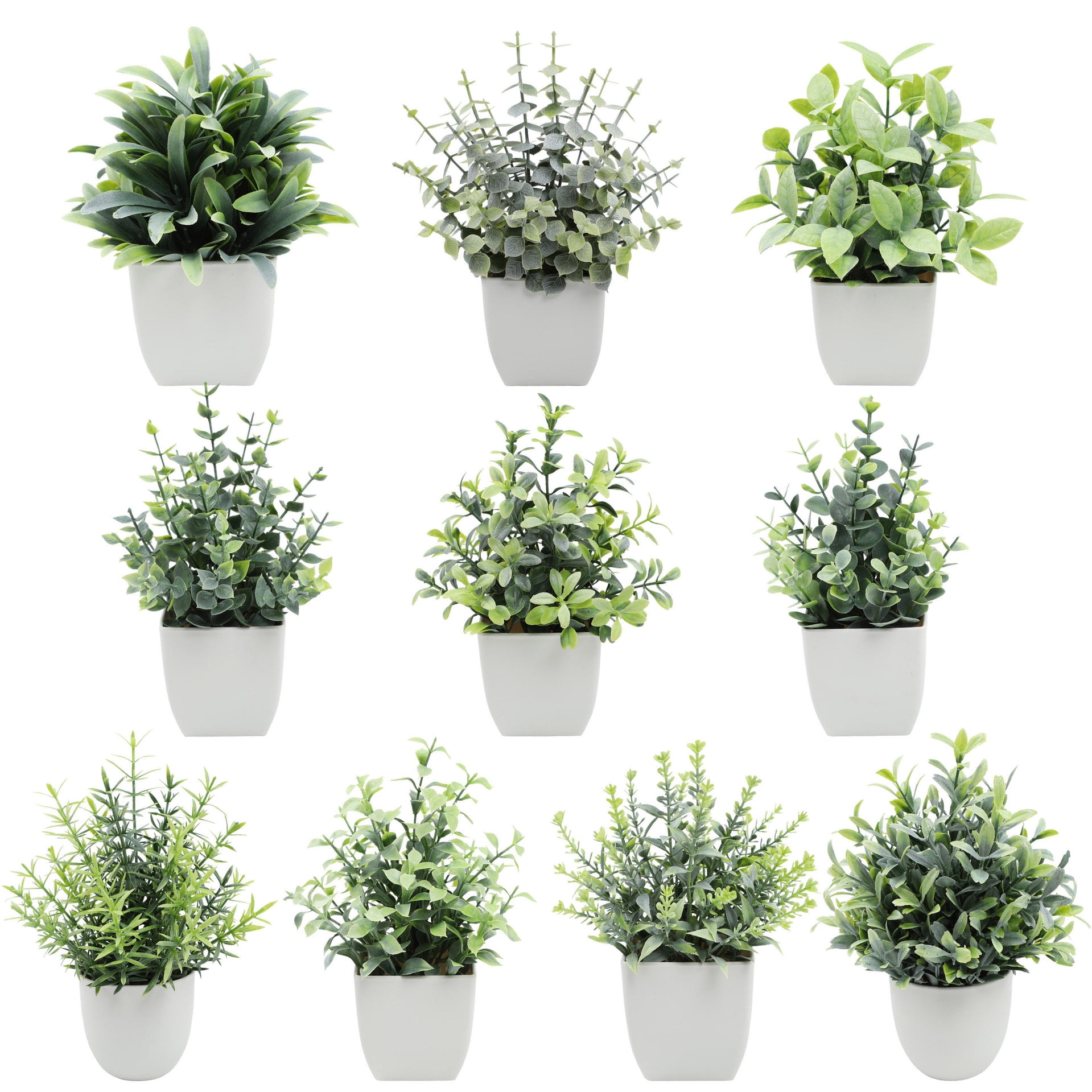 Artificial Plants Indoor,Fake Plants in Pot,Faux Green Leaf Plant with ...