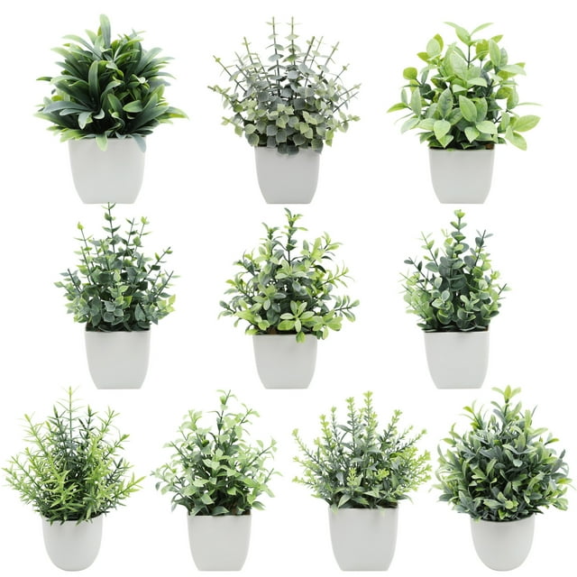 Artificial Plants Indoor,Fake Plants in Pot,Faux Green Leaf Plant with ...