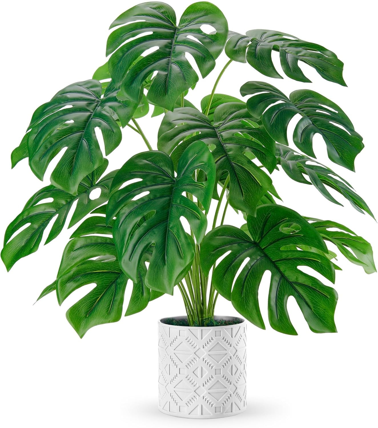 Artificial Plants Indoor Large 28'' Fake Monstera Faux Potted Plants ...
