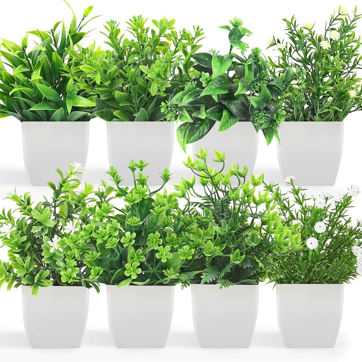 Artificial Plants Mini Fake Potted Plants, 8 pcs Small Eucalyptus ...