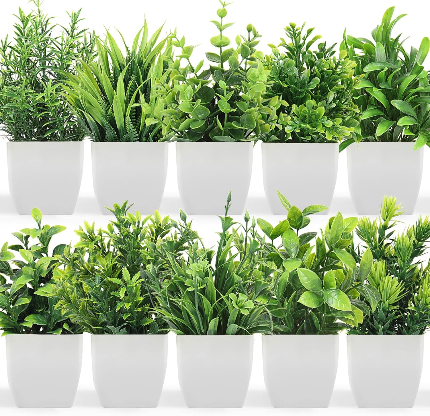 Artificial Plants Mini Fake Potted Plants, 8 pcs Small Eucalyptus ...
