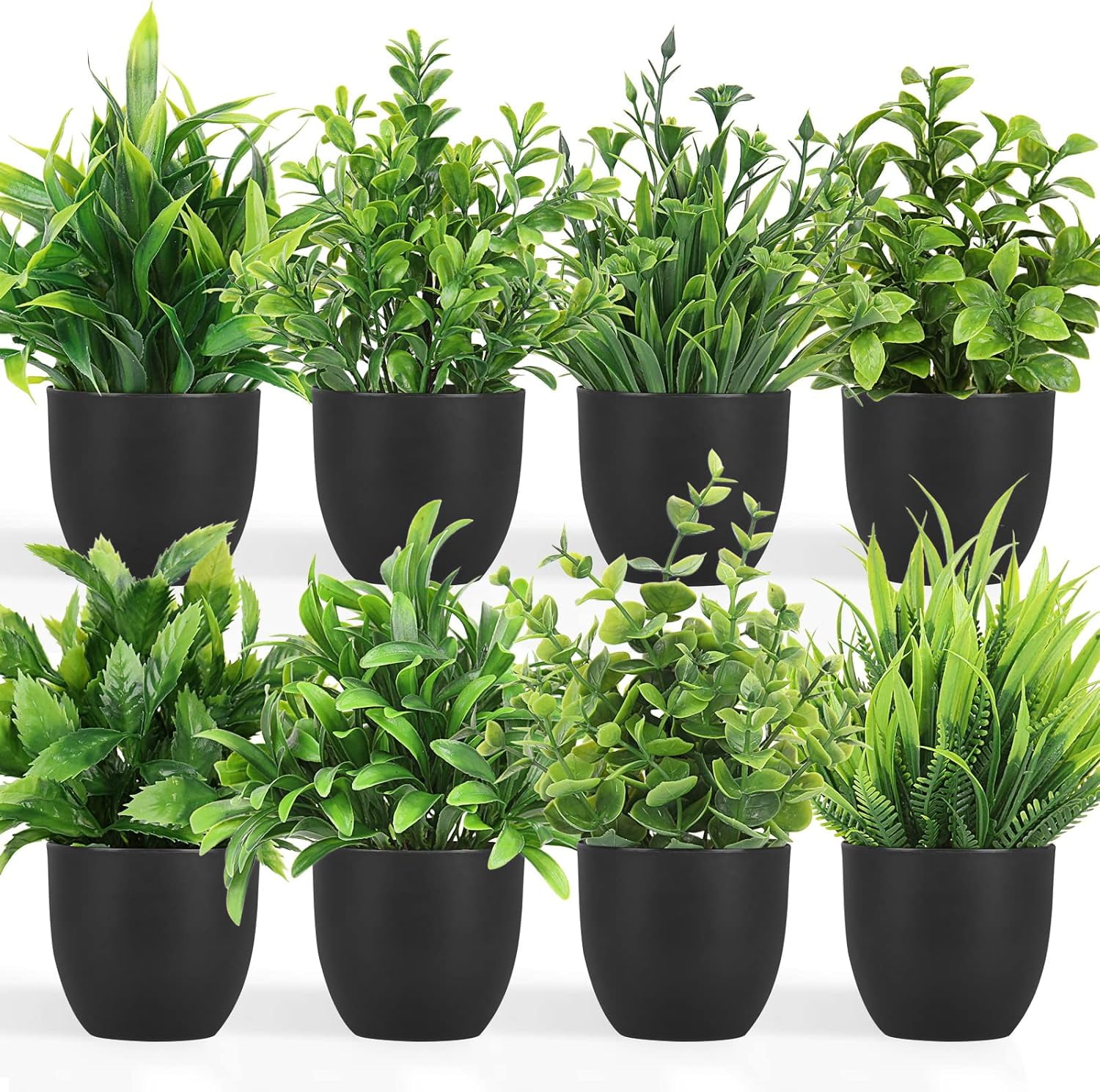 Artificial Plants Mini Fake Potted Plants, 8 pcs Small Eucalyptus ...