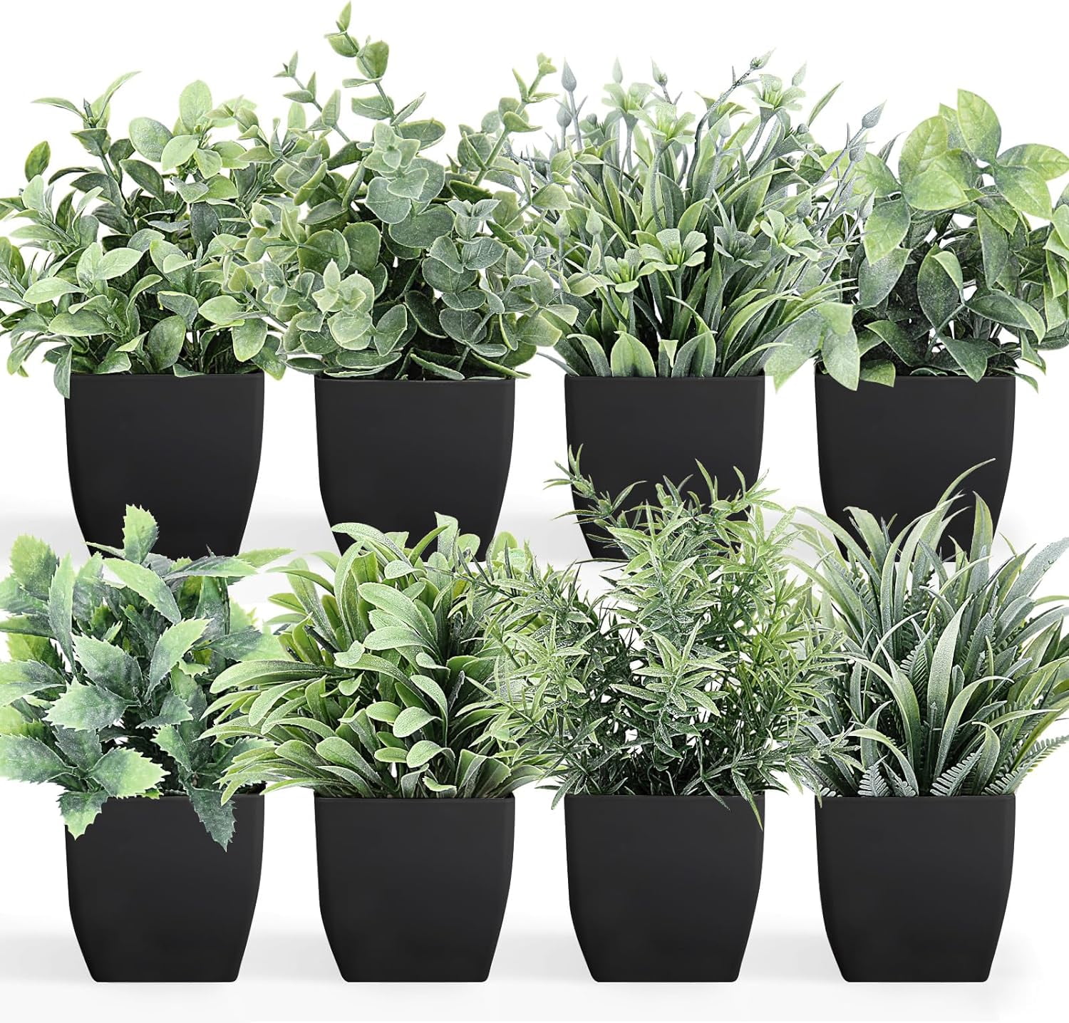Artificial Plants Mini Fake Potted Plants, 8 pcs Small Eucalyptus ...