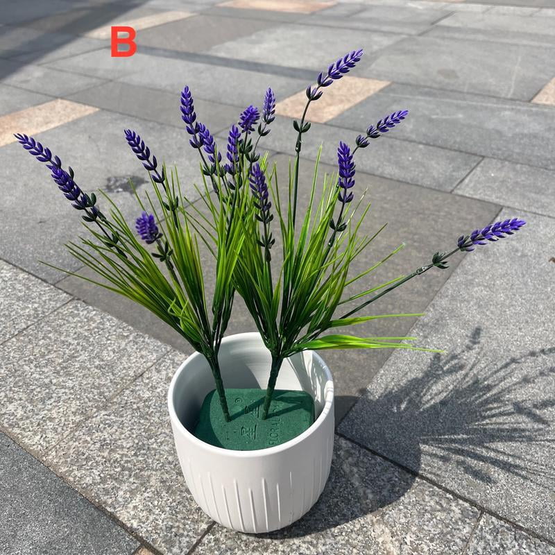 Artificial Plants - Outdoor Faux Lavender Flowers & Fake Monkey Grass ...