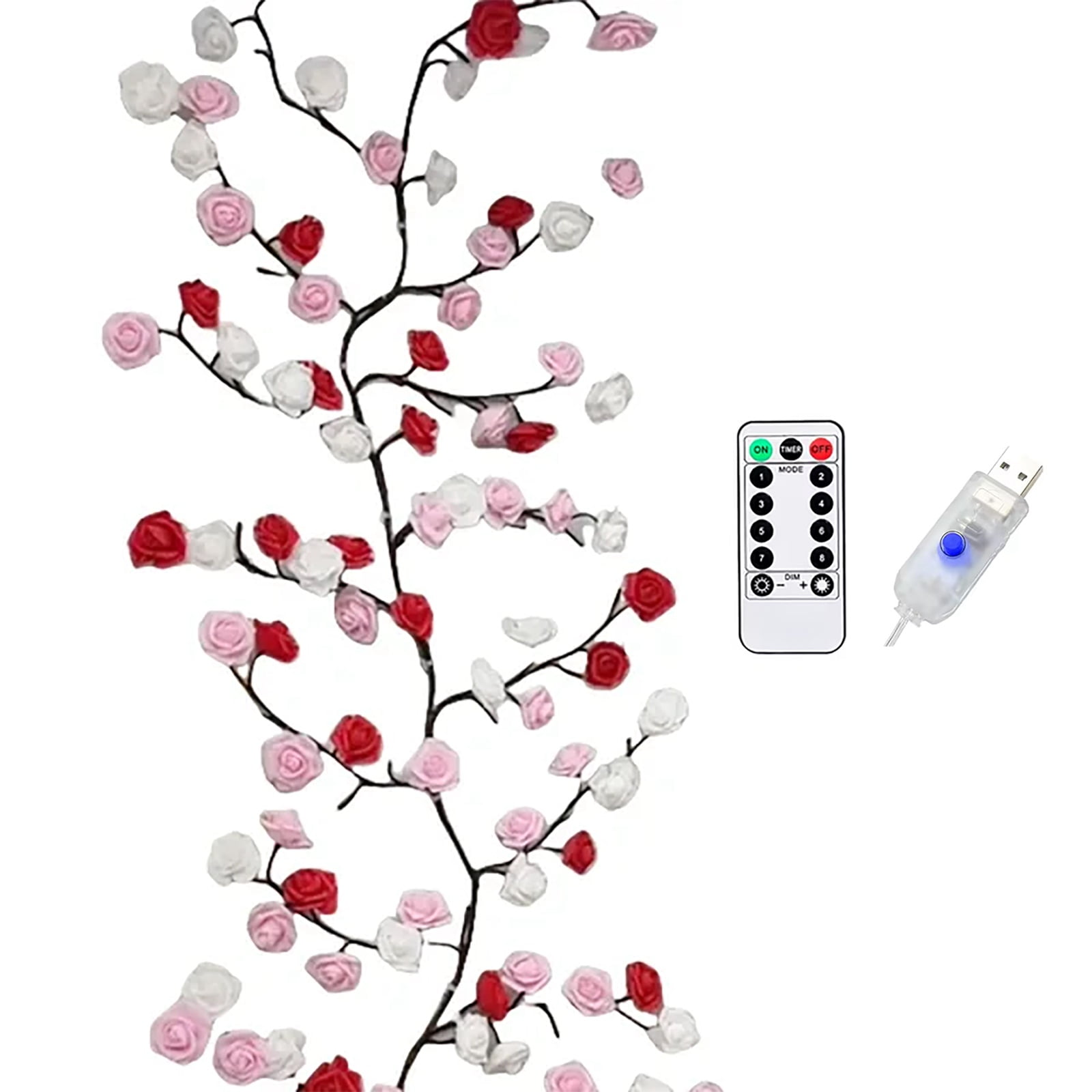 Artificial Plants Tree Branches, LED Rose Tree Branch Lights Vine ...