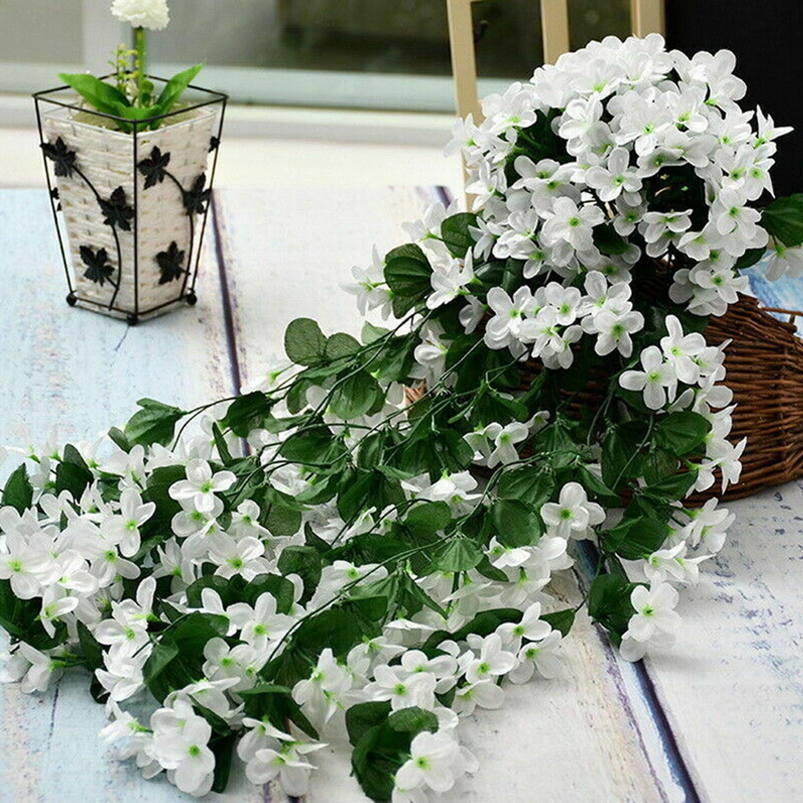 Artificial Plants Wall Hanging Faux Flowers Leaf Vines Garden ...