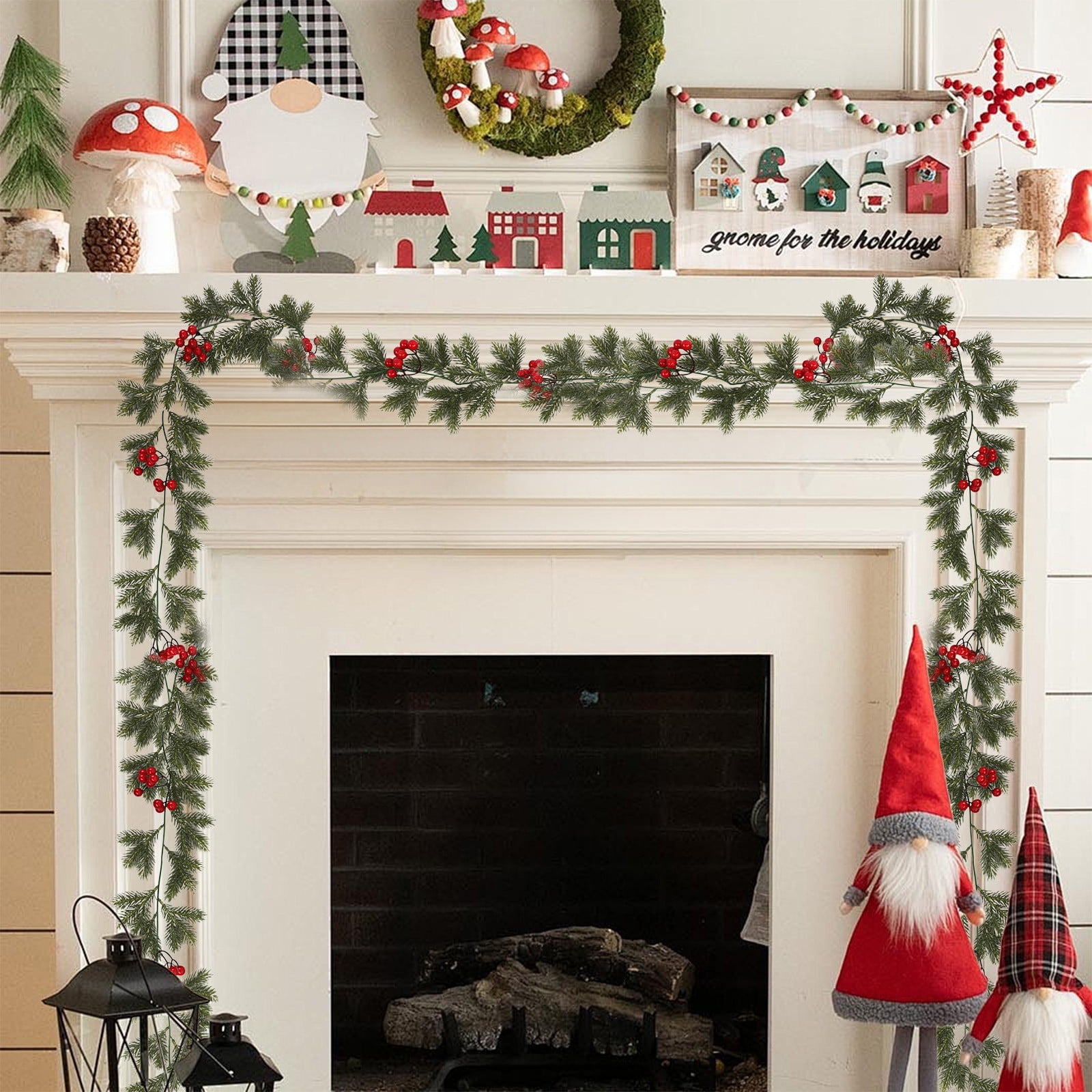 Artificial Plastic Christmas Multicolor Garland Vine with Red Fruits ...