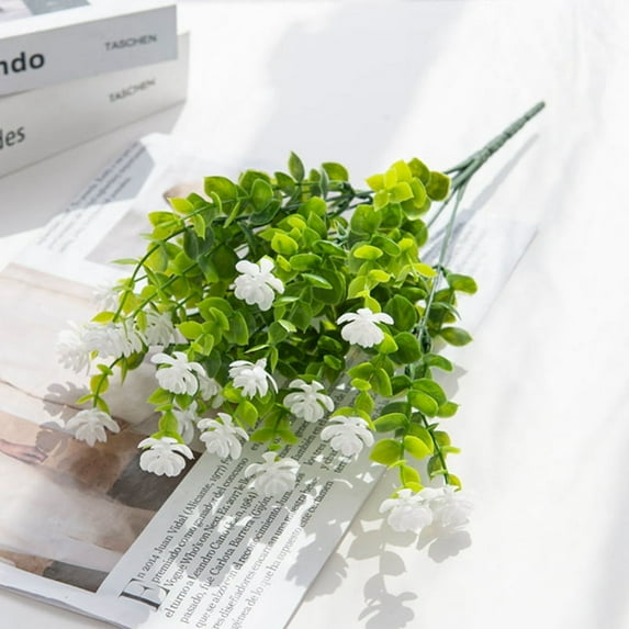 Artificial Plastic Flowers Fake Eucalyptus Plant Wedding bridal bouquet ...