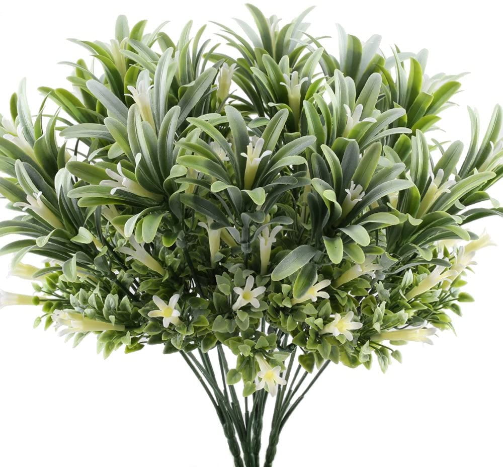 Artificial Plastic Flowers Plants Fake Shrubs Faux Morning Glory Bushes ...