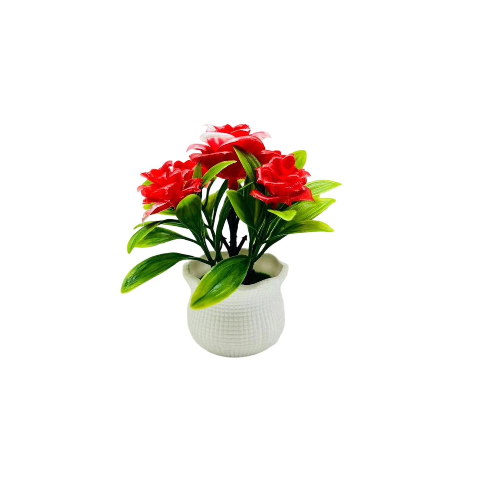 Artificial Plastic Rose Bonsai with Pot for Indoor Home Office Desk ...