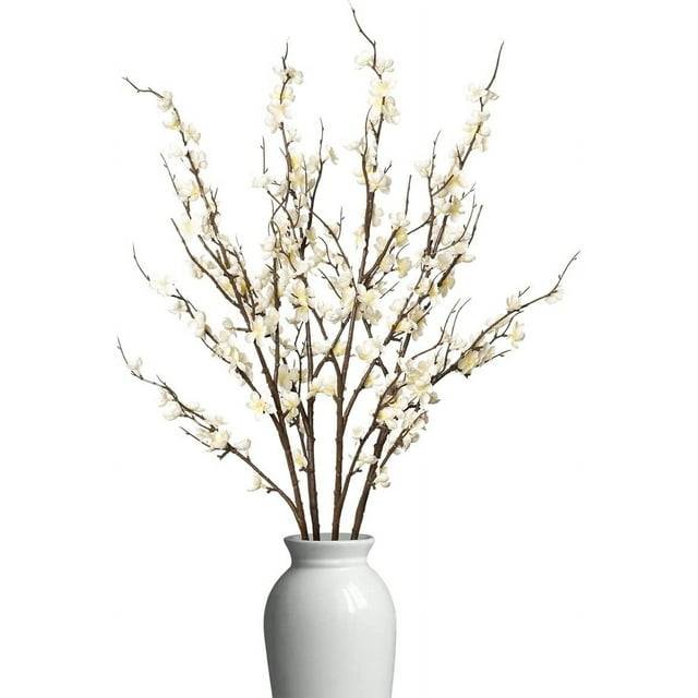 Artificial Plum Blossom Fake Silk Cherry Blossom Branches Flowers,Faux ...