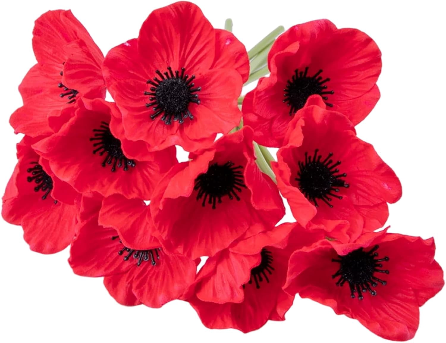 Artificial Poppies, 10PCS 12in Red Silk Flowers with Stems for Memorial ...