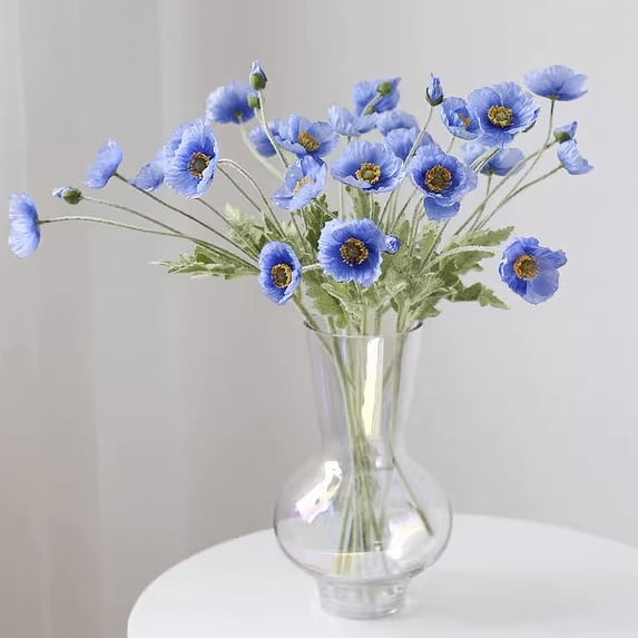 Artificial Poppy Silk Bouquet Blue 6pcs For Wedding Home Party Table ...