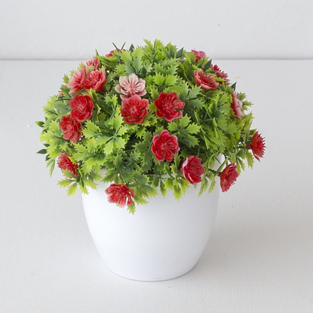 Artificial Pot Flowers Fake Daisy with Pot Small Fake Plants with Pot ...
