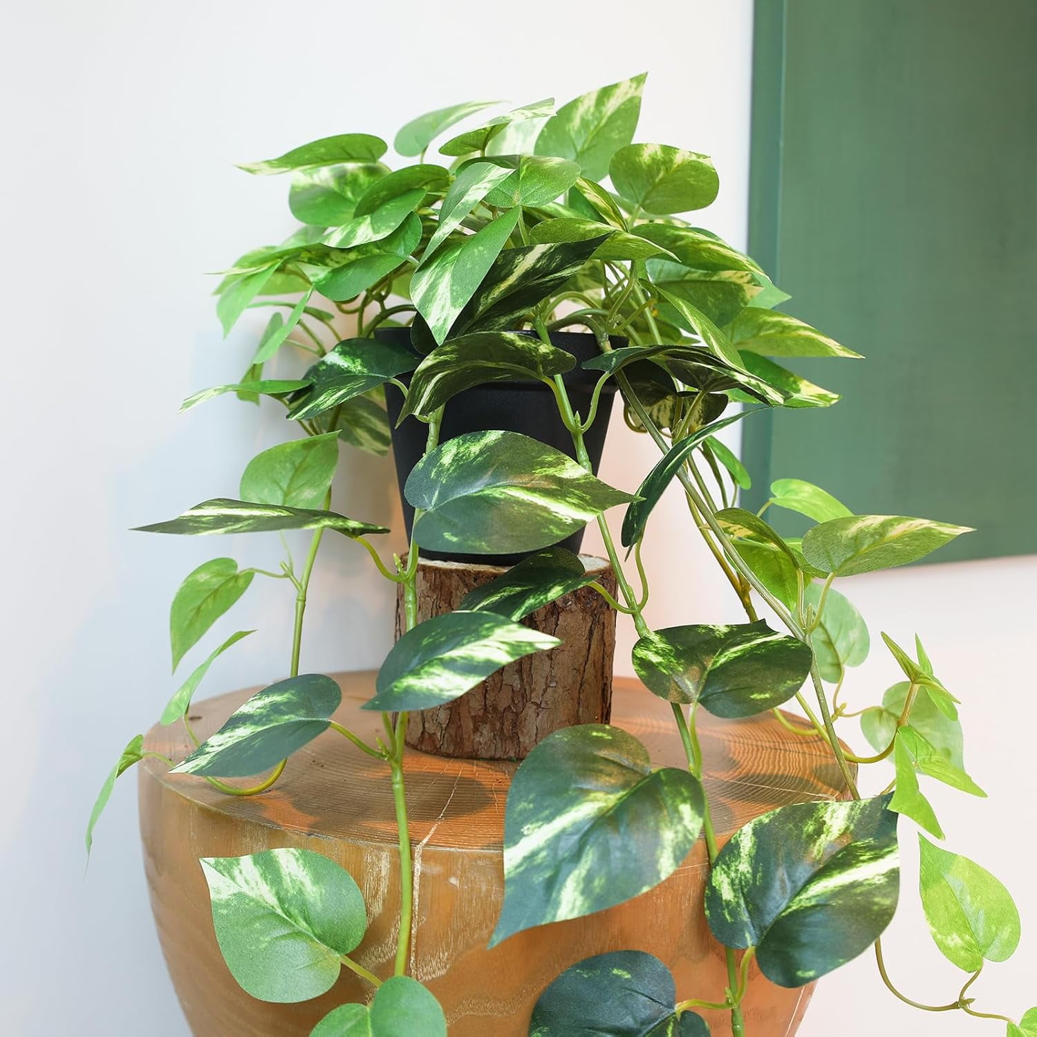 Artificial Pothos Hanging Plants 33-Inch, Set of 2 Faux Silk Ivy Vines ...