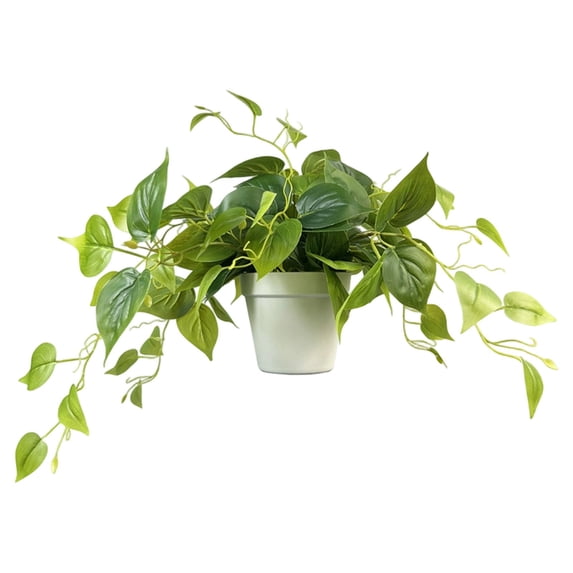 Artificial Pothos Plant With Pot Hanging Faux Greenery For Home Shelf ...