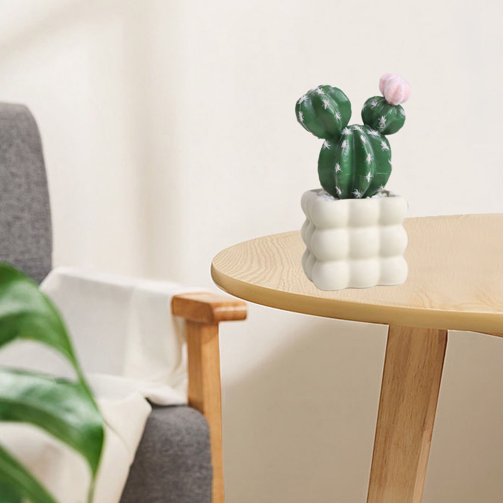 Artificial Potted Cactus Decor - 6.5x3.35x3.35in Fake Fat Plant in ...