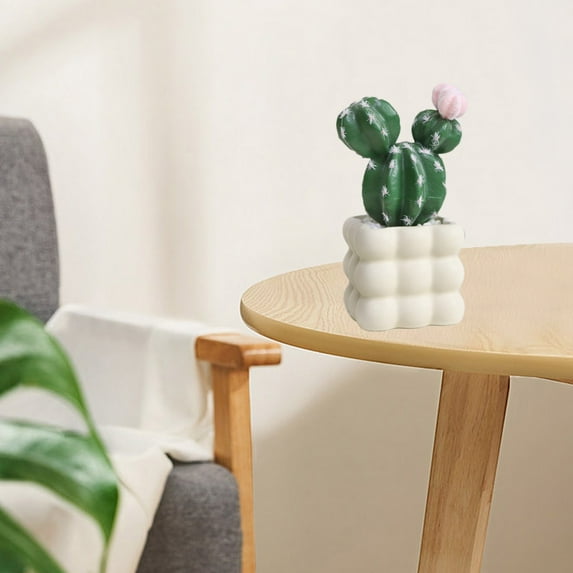 Artificial Potted Cactus Decor - 6.5x3.35x3.35in Fake Fat Plant in ...
