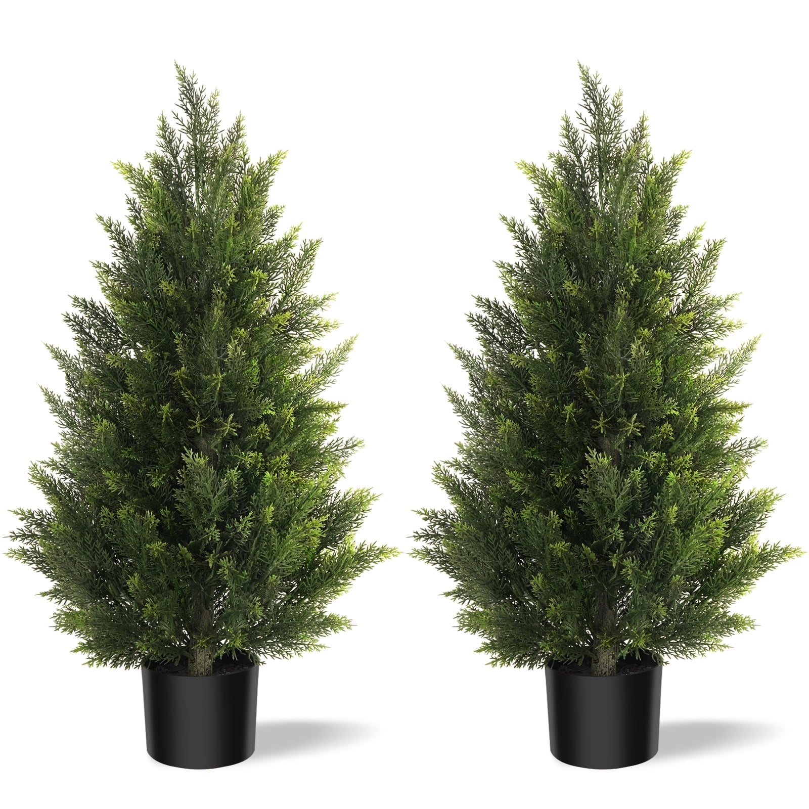 Olivivi 3FT Potted Cedar Tree Set (2-Piece) - Indoor/Outdoor Faux ...
