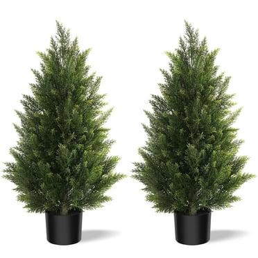 Artificial Cedar Tree 2 Pack 4 ft Outdoor Artificial Topiary Cedar ...