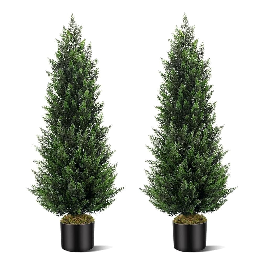 Artificial Potted Cedar Tree 4FT Tall 2 Piece Set,Outdoor Indoor ...