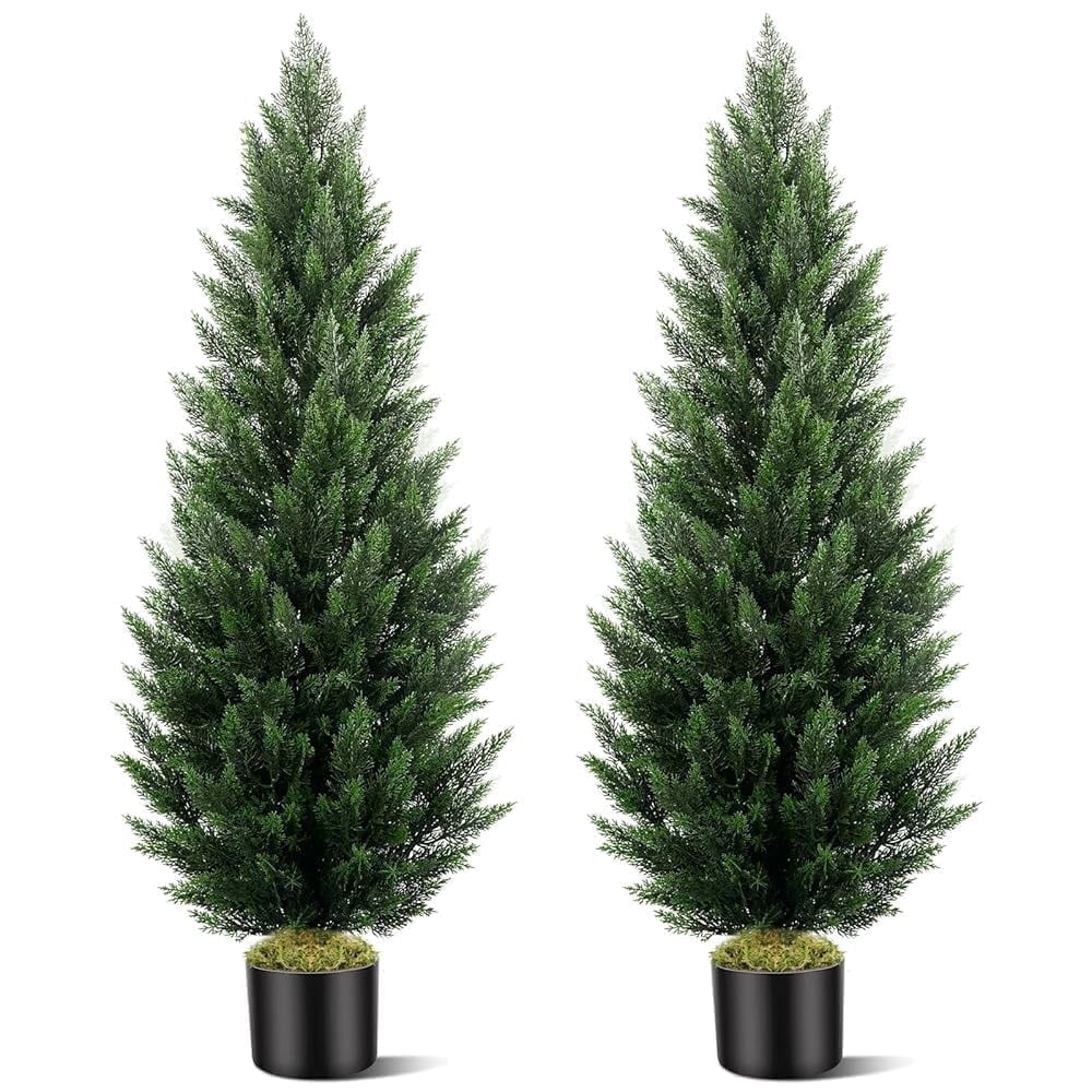 Artificial Potted Cedar Tree 5FT Tall 2 Piece Set,Outdoor Indoor ...