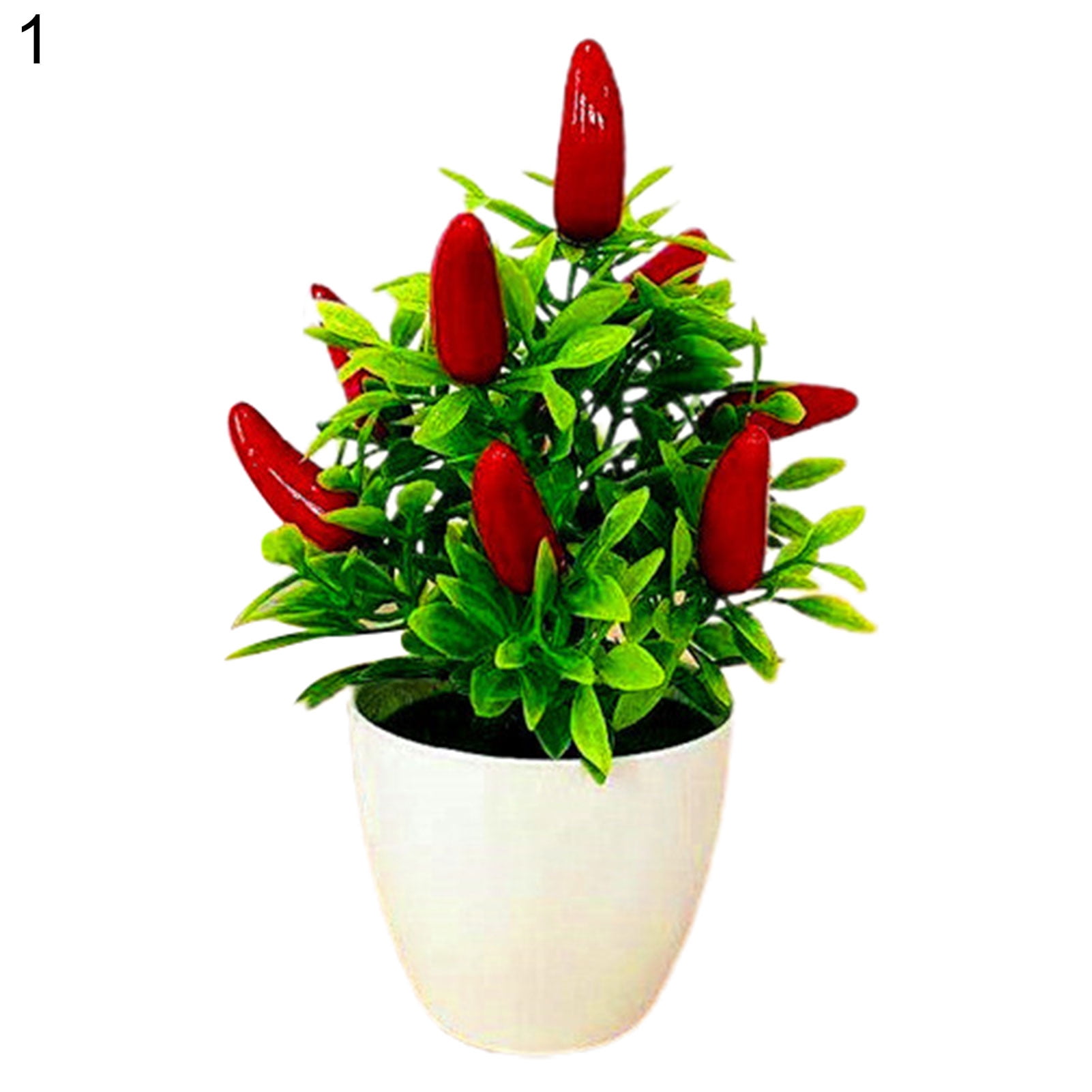 Artificial Potted Chili Tree Plants Fake Bonsai, Faux Mini Fruits ...