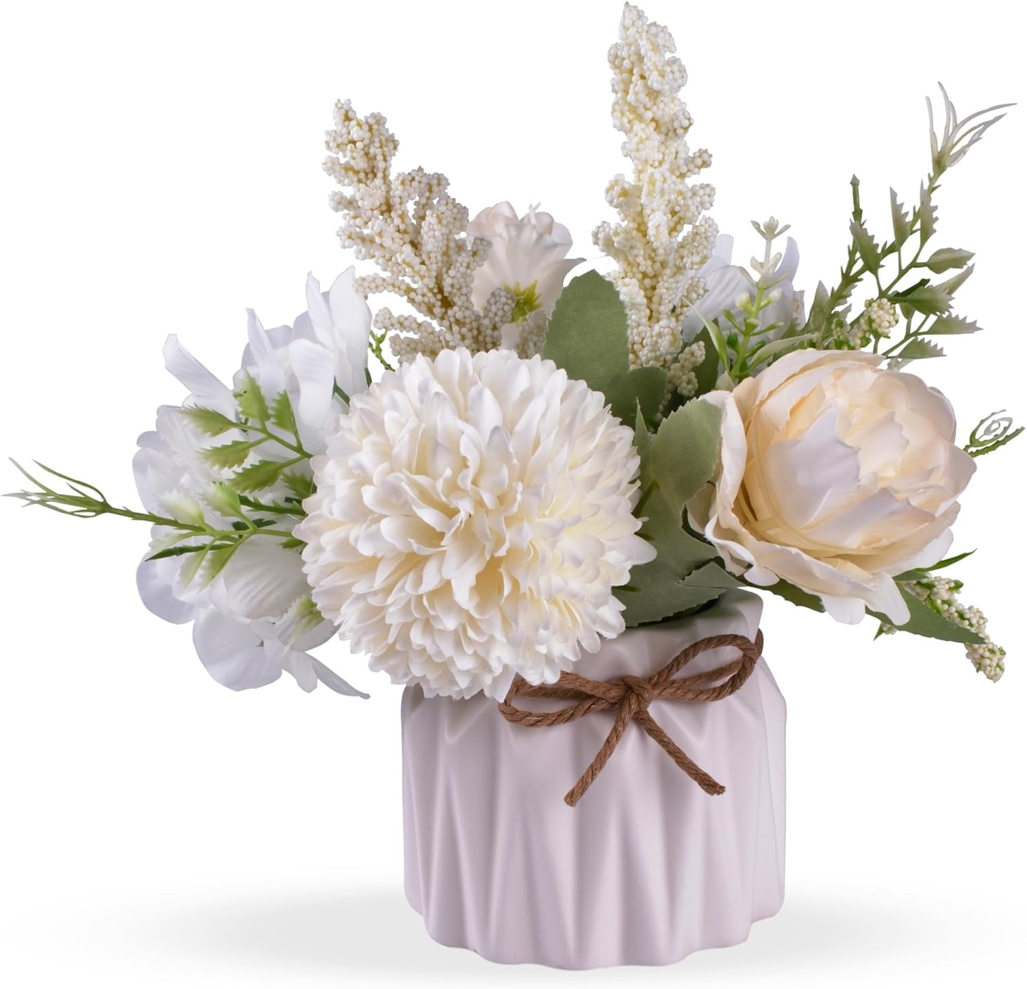 Artificial Potted Flowers Pink, Small Ceramic Vase Fake Flower Plants ...