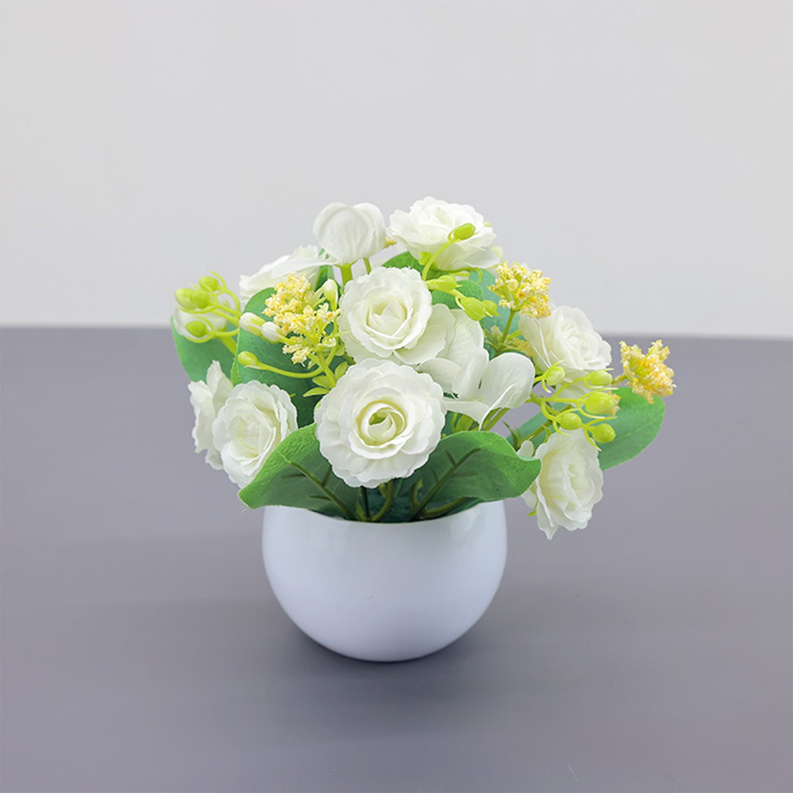 Artificial Potted Flowers, Polyester Fake Plants with Weighted Base for ...
