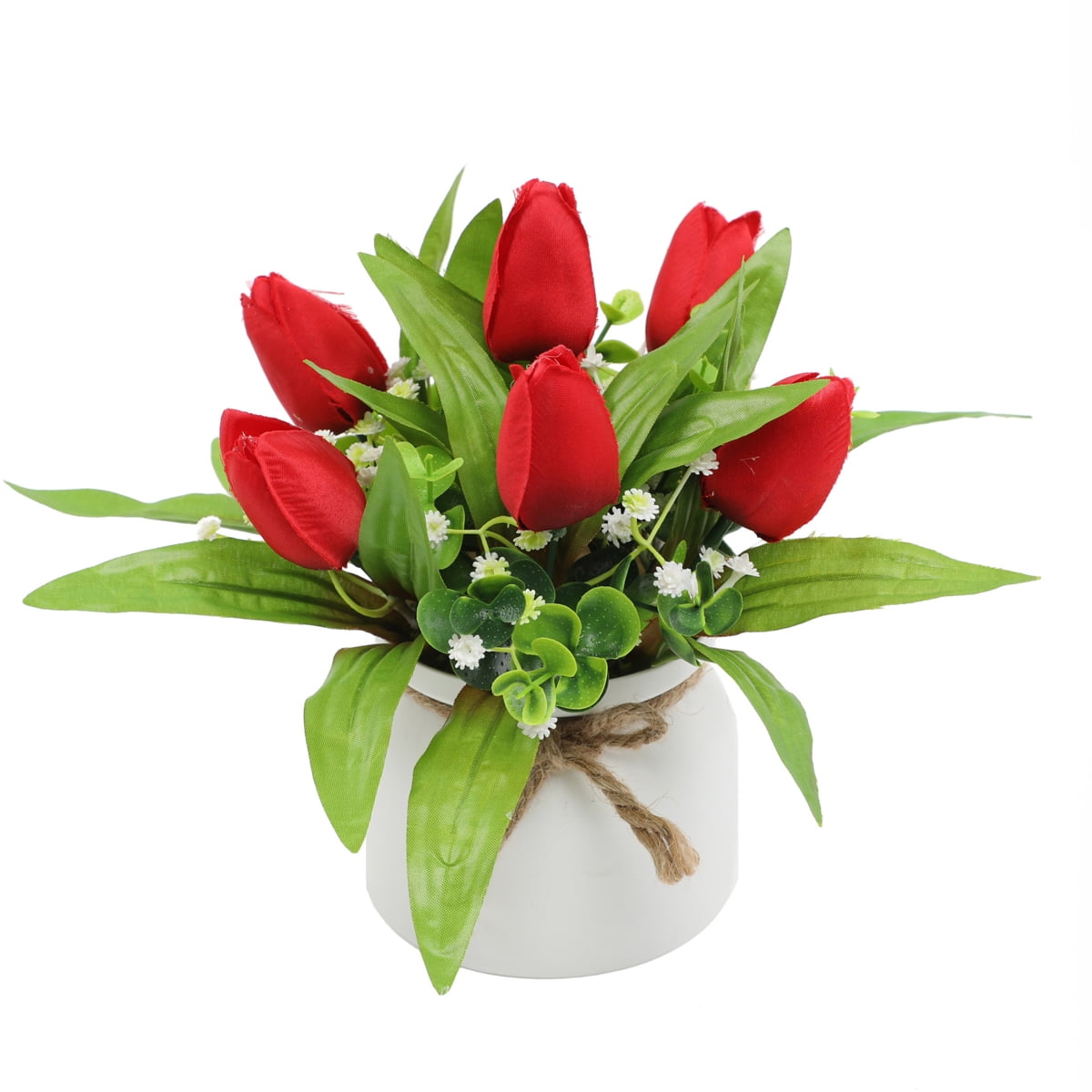 Artificial Potted Flowers, Small Ceramic Vase Fake Flower Plants ...