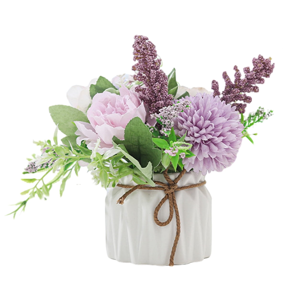 Artificial Potted Flowers, Small Ceramic Vase Fake Flower Plants ...
