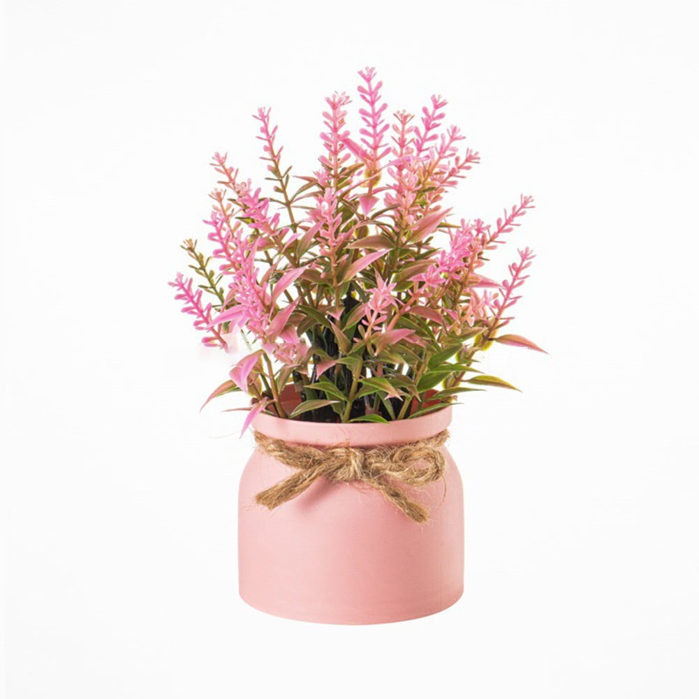 Artificial Potted Lavender Flowers PE Plastic Plants Mini Faux Floral ...